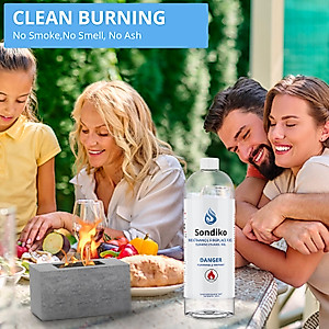 Sondiko Fireplace Fuel for Table Top Fire Pit, Bioethanol Fuel Tabletop Fire Pit, Clean Burning Sustainable Fuel, Premium Ethanol Smokeless Fuel for Fireplaces, Fire Pits, Stoves and Burners(3 Pack)