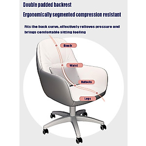 Home Office Desk Chairs, Swivel Chair Cute Leather Computer Office Dressing Table Chair for Women, Ergonomic Height Adjustable Swivel Chair (Color : Gray and Off-White)