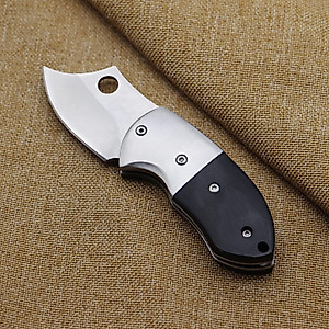 BYKCO Small Unique Knife, Fold-able Knife, Pocket Knives, Black Wood Handle, Unique Compact Portable Mini Little Folding Knife Gift-able for Men Women