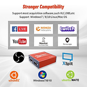 Mirabox USB3.0 4K HDMI Video Capture Card, 1080P 60FPS HD Game Capture Device Cam Link with HDMI Passthrough Work with Xbox PS5 PS4 Switch DSLR for OBS Twitch Live Streaming and Recording (Orange)