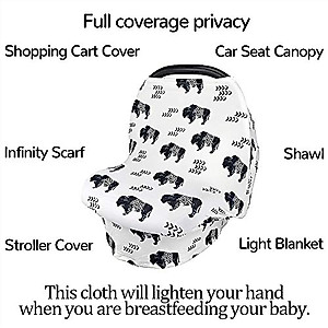 Buffalo Car seat Canopy for Babies, Car Seat Cover for Boys Girls, CarSeat Canopies for Newborn, Multiuse - Nursing Breastfeeding Covers, Shopping Cart/High Chair/Stroller Covers, Soft Breathable
