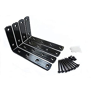 MHMYDZ 4 Pcs Black Steel Heavy Duty"L" Corner Brace Joint Angle Bracket Shelf Bracket Wall Hanging with Screws 125mmX75mm/5 InchX3 Inch Decorative Corner Brackets Joint Angle Bracket