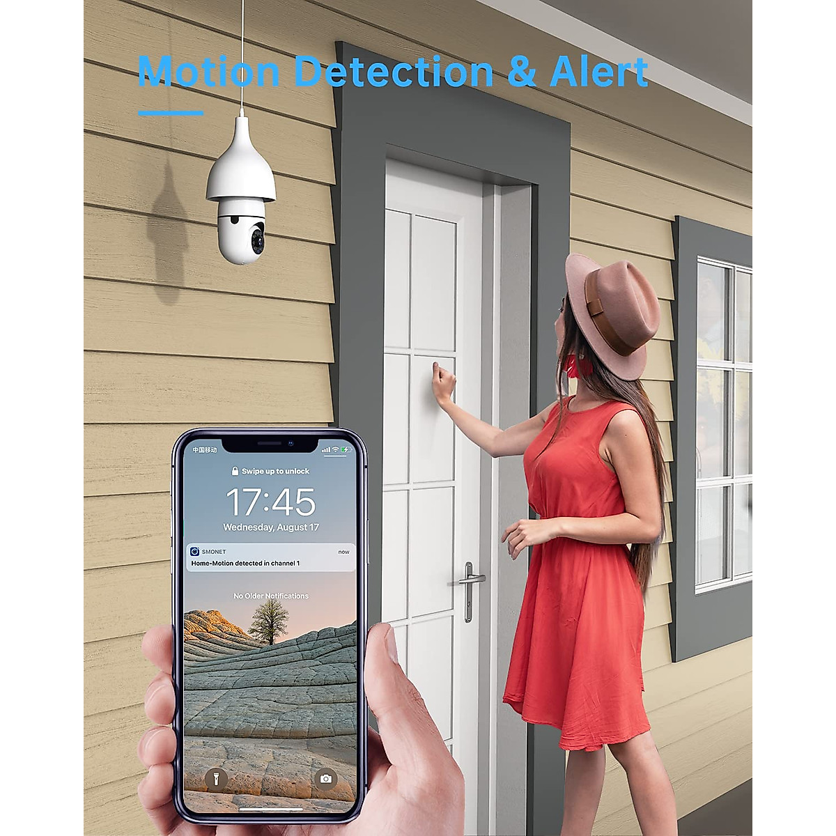 SAFEVANT Bulb Camera Light Bulb Security Camera WiFi Outdoor,1080P Smart 360 Degree Screw in Light Socket Camera with Two Way Audio Color Night Vision Motion Detection Alarm