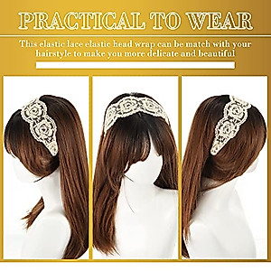 Dilunave 10 Pieces Lace Hairbands, Elastic Dressy Women Headbands, Cute Lace Stretch Headbands, Cloth Elegant Headband Women Hair Accessories, Wide Headwrap for Girls Teens
