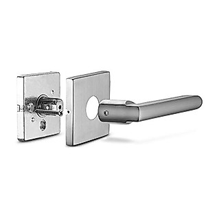 Berlin Modisch Passage Lever Door Handle Slim Square Non-Locking Lever Set [for Hallway or Closet Doors] Reversible for Right & Left Sided Doors Heavy Duty - Satin Nickel Finish