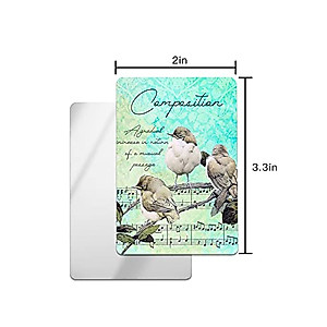 Carosoffe Birds on Branch Small Compact Mirror for Purse, Music Score Retro Illustration Aqua Ombre Travel Makeup Mirror for Women Men, Rectangular Handheld Compact Pocket Mirror 2 PCS