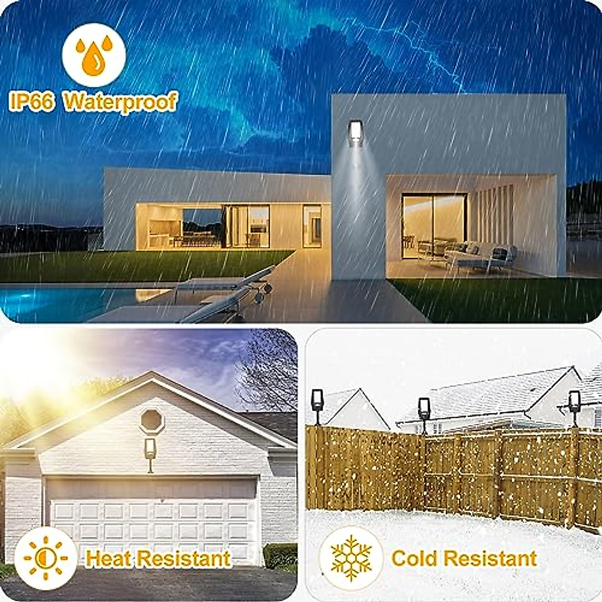 Solar Lights Outdoor Waterproof: 2 Pack LED Solar Street Light for Outside 5000 Lumen Solar Security Lights Dusk to Dawn IP66 Motion Sensor Solar Powered Light Remote Control Wall Flood Light for Yard
