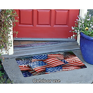 Toland Home Garden 800047 Sparkling Old Glory Summer Door Mat 18x30 Inch 4th of July Outdoor Doormat for Entryway Indoor Entrance