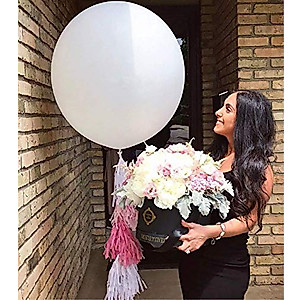 5pcs Large White Balloons Giant 36 Inch Big White Balloons Jumbo Latex White Balloon for Wedding Birthday Baby Shower Carnival Party New Year's Day Decorations