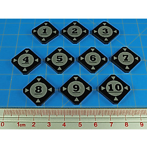 LITKO Space Fighter Target Lock Token Set | Ship Number | Compatible with Star Wars: X-Wing (Double-Sided #1-10, Black)