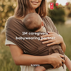 Konny Baby Carrier Elastech Luxury Carrier Wrap, Easy to Wear Baby Wrap Carrier, Perfect Essentials Cloths for Newborn Babies up to 44 lbs, (Wine Dot, M)