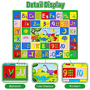 beetoy Baby Cotton Play Mat for Floor, Super Soft Extra Thick (0.6cm) Baby Mat, Foldable Non-Slip Baby Crawling Mat for Playing Area Rug Gym Large Padded Tummy Time Mat, ABC Playmat for Infant Toddler