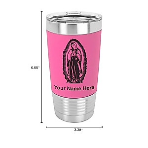 LaserGram 20oz Vacuum Insulated Tumbler Mug, Virgen de Guadalupe, Personalized Engraving Included (Silicone Grip, Pink)