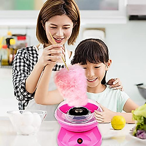 Cotton Candy Machine Desktop Cotton Candy Maker 450W Candy Floss Machine with Splash Prevention Bowl Sugar Scoop 10pcs Candy Sticks
