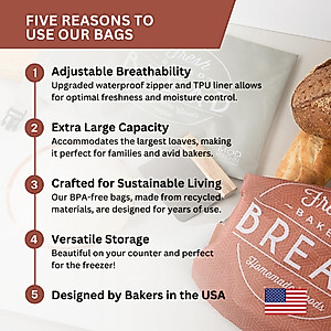 ModKitchn Reusable Bread Bags for Homemade Bread, 2-Pack XL Sourdough Bread Bags, Freezer Safe Bread Container, Bread Storage for Homemade Bread, Perfect Bread Making Accessories