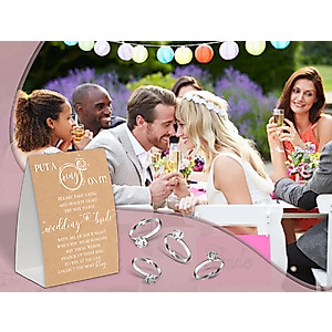 Bridal Shower Games Put A Ring on It,Bridal Shower Decorations,Rustic Wedding Game Card,Engagement Party Games,Bridal Shower Favors,Plastic Rings for Bridal Shower Game(16)