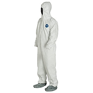 DuPont Industrial & Scientific 1414 Large TY122S Large EACH Disposable Elastic Wrist, Bootie and Hood Tyvek Coverall Suit 1414 White