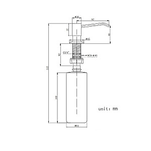SAMODRA Soap Dispenser for Kitchen Sink, Premium Stainless Steel Pump Head 17 OZ Bottle 3.15 Inch Threaded Tube & Sink Soap Dispenser Extension Tube Kit 39" with Metal Check Valve,Upgraded Check Valve