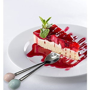 Ouliget Stainless Steel Tea Spoons, Mini Coffee Spoons, Dessert Spoons,Korean Small Spoons with Ceramic Ball, Spoons 4 Pieces 5.5 Inches 4 colors.