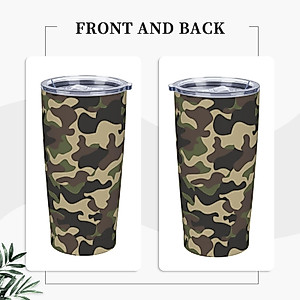 Worltoldb Camo 20oz Insulated Stainless Steel Tumbler With Lids And Straws Stainless Steel Double Wall Vacuum Insulated Travel Coffee Mug Leak-Proof Lid & Flip Lid For Hot And Cold Drinks