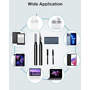 Cleaner Kit for Airpods,SUPFINE Multi-Function Cleaning Pen for Airpod Pro with Plush Cloth for Earbuds,Earphone,iPod,iPhone,iPad,Laptop Cleaning Tools(Black)