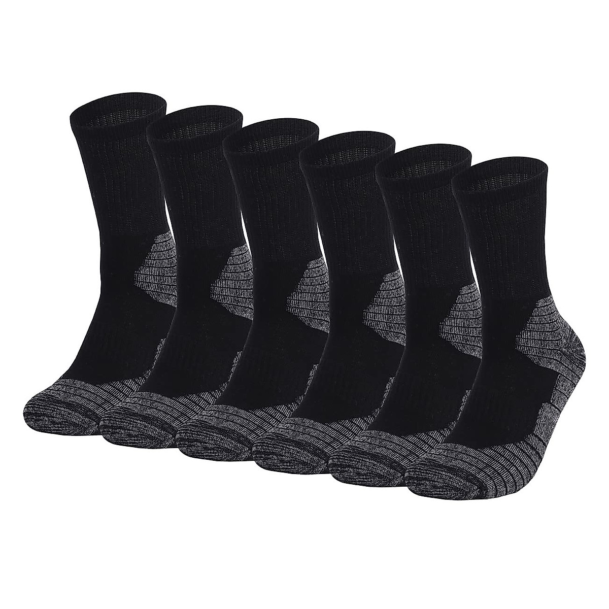 Fitliva Work Socks for Steel Toe Boots Men Size 13-15 Cushioned Cotton Crew Socks 6 Pack Black