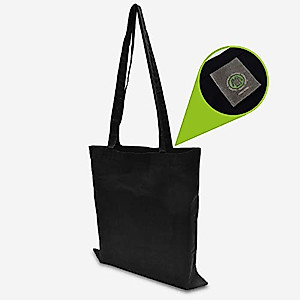 Canvas Tote Bags Bulk - 12 Pack Black Cotton Shopping Bags with Shoulder Length Handles, Small Reusable Natural Organic Muslin Fabric Cloth, Blanks For Sublimation, Stores, Business, Crafts - 15x16