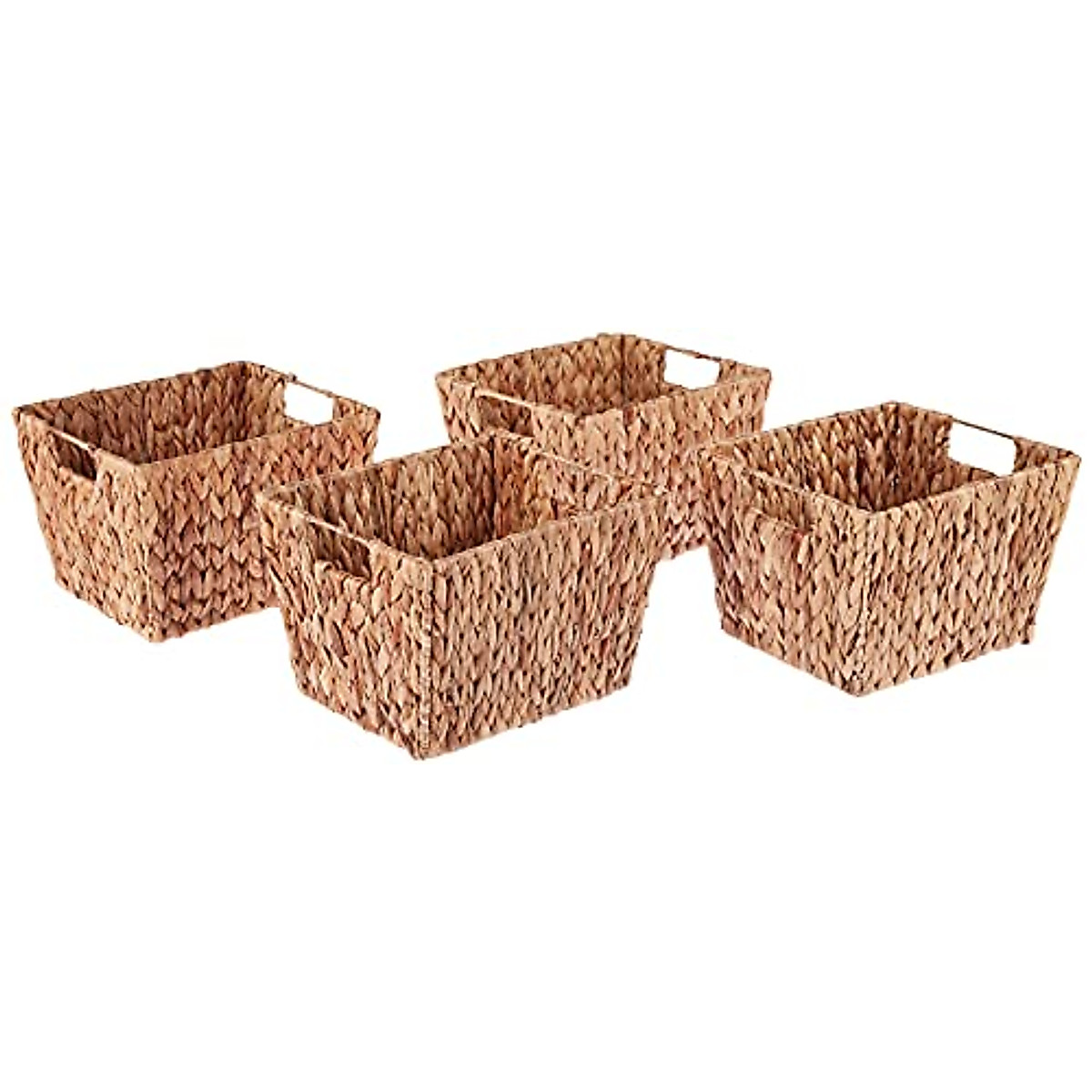 Trademark Innovations Hyacinth Storage Basket with Handles, Rectangular (Set of 4, 11.5")