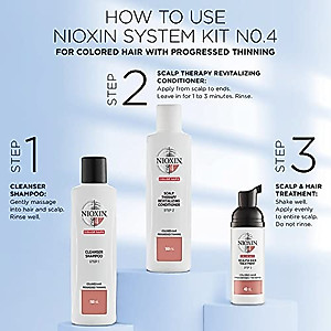 Nioxin System Kit 4, Strengthening & Thickening Hair Treatment, For Color Treated Hair with Progressed Thinning, Trial Size (1 Month Supply)
