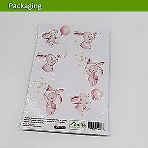 funlife 120 PCS Peel and Stick Rabbit Wall Decals Stickers, Self Adhesive Carrot Balloon Moon Stars Bunny Wall Decal Sticker for Nursery, Girls Kids Bedroom Wall Stickers Decoration