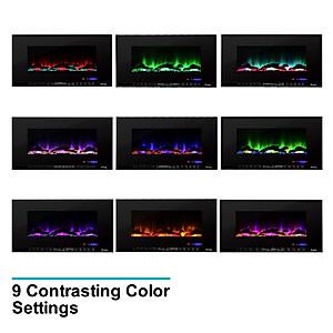 e-Flame USA Livingston 60-inch Wall Mount LED 3-D Electric Fireplace Stove with Timer and Remote - 3-D Log and Fire Effect