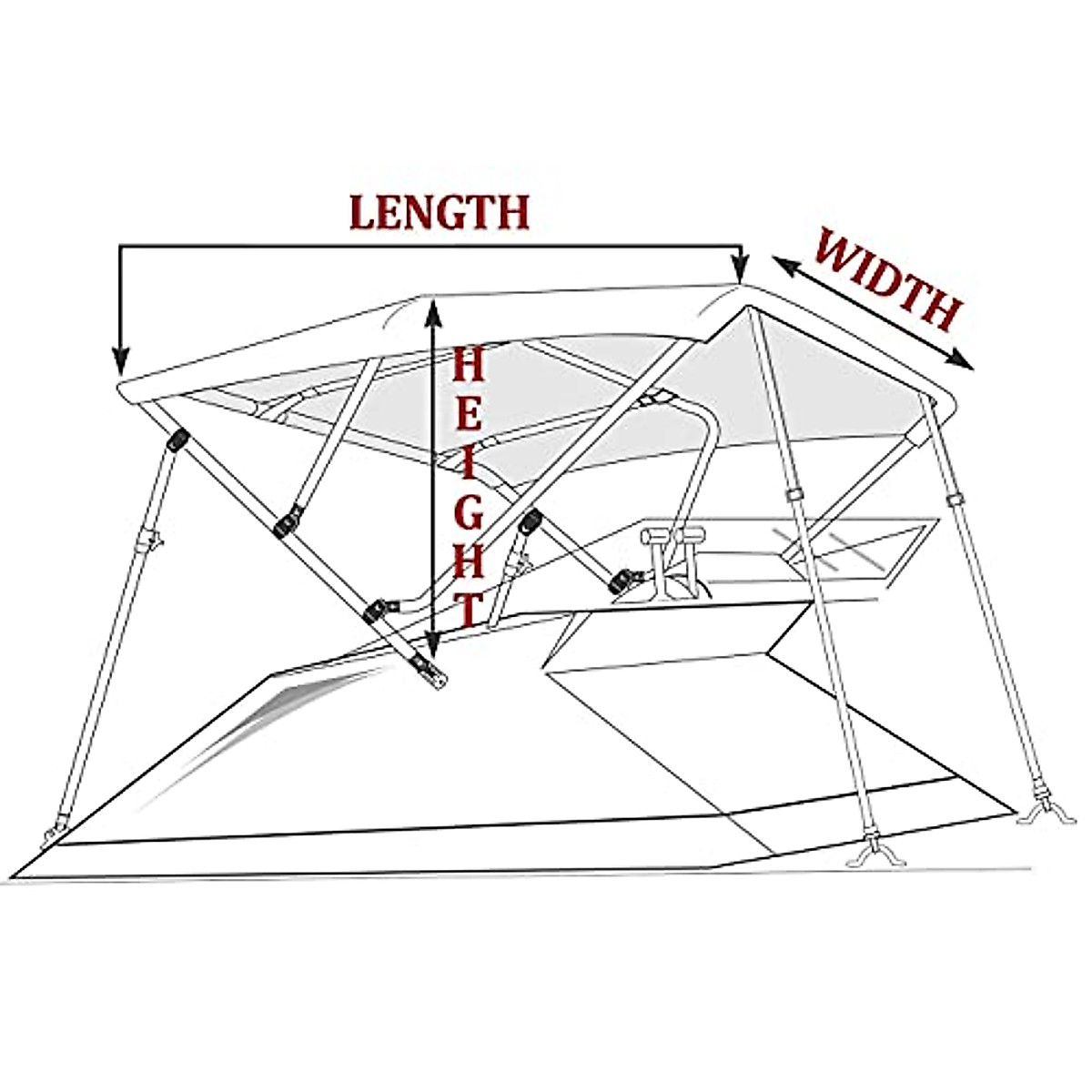 SBU Light Grey Aluminum 3-Bow Bimini Top Compatible for Regal 1900 FASTRAC BR for Model Years 2006-2009