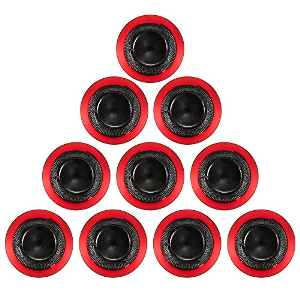 eXtremeRate 10 pcs Rubberized Chrome Red Thumbsticks Analog Sticks Buttons Replacement Parts for Xbox One Standard for Xbox One Elite for Xbox One S/X and for Xbox Series X & S Controller