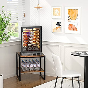 Homieasy End Table, 20 Inch Square Side Table Modern Night Stand with 2-Tier Storage Shelf, Living Room Small Coffee Table, Wood Finish Bedside Table for Bedroom, Rustic Brown