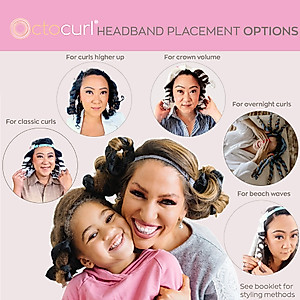 Octocurl Satin Hair Curlers - Heatless Curls Overnight - Headband Curlers for Medium Length Hair (Satin - Black)