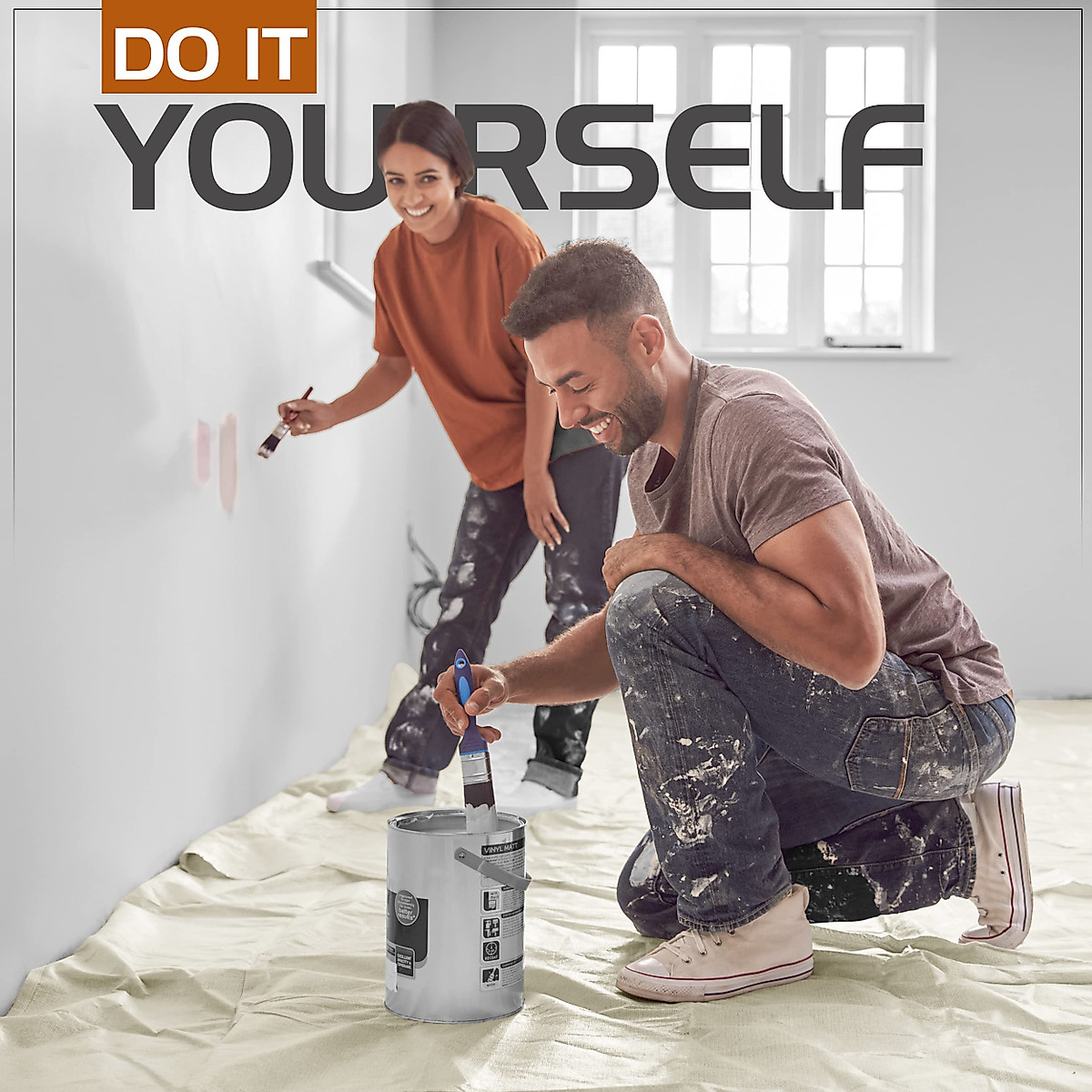 Utopia Drop Cloth for Painting (9x12 ft, 1 Pack) Washable and Reusable Canvas Fabric for Furniture & Floor Protection Highly Absorbent Paint Cover - Duck Dropcloth for Outdoor and Indoor Use