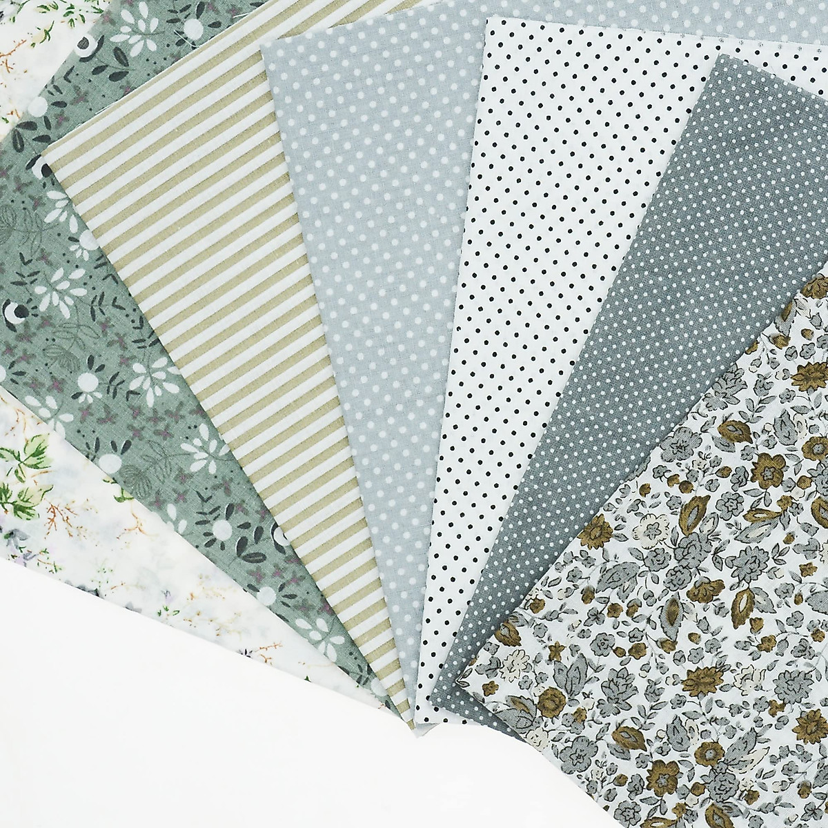 Pofik 7 pcs/lot Quilting Fabric Bundles,100% Cotton Fat Quarters Printed Craft Fabric, 20 x 20 inches (50cm x 50cm) Precut Squares Sheets for Patchwork DIY Craft Sewing (Grey)