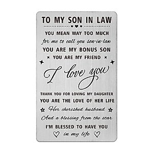 Gezxin Son In Law Birthday Card, Stainless Steel Wallet Card, 3.15x4.73 Inch, Unisex-Adults