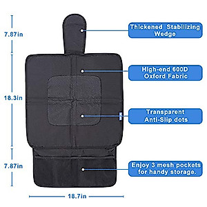 INFANZIA Car Seat Protector,Carseat Protectors for Child Baby Car Seat,Carseat Seat Protector for Leather Seats,Durable,600D Fabric,Reinforced Non-Slip Dots & 3 Mesh Pockets for Handy Storage
