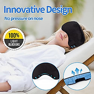 Sleep Headphones Music Sleep Eye Mask,Upgraded Travel Sleeping Headset,Sleep Eye Shades Built-in Speakers Microphone Washable (Black)