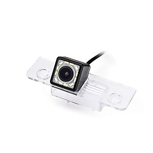 eHANGO Car Rear View Camera with 4 Pin to RCA Cable Bracket License Plate Lights Housing Mount for Ford Mondeo/Ford Fusion/Ford Fiesta/Ford Classic/Ford Ikon/Ford Flex (12 LED)