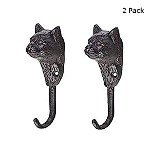 Kassbest Retro Creative Wall Hooks Cat Head Shape Cast Iron Coat Hooks Coat Hooks Hat Hooks Coat Hooks Wall Mounted Door Hooks Decor Hooks 2 Pack
