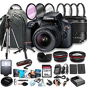 Canon EOS Rebel T100 DSLR Camera w/EF-S 18-55mm F/3.5-5.6 Zoom Lens + 420-800mm Super Telephoto Lens + 64GB Memory Cards, Professional Photo Bundle (40pc Bundle) (Renewed)
