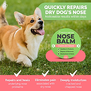 Dog Nose Balm - 100% Organic & Natural Nose Moisturizer and Healing Cream Butter - Dog Dry Nose Treatment and Moisturizer - Heals, Repairs & Protects Chapped, Damaged & Rough Noses