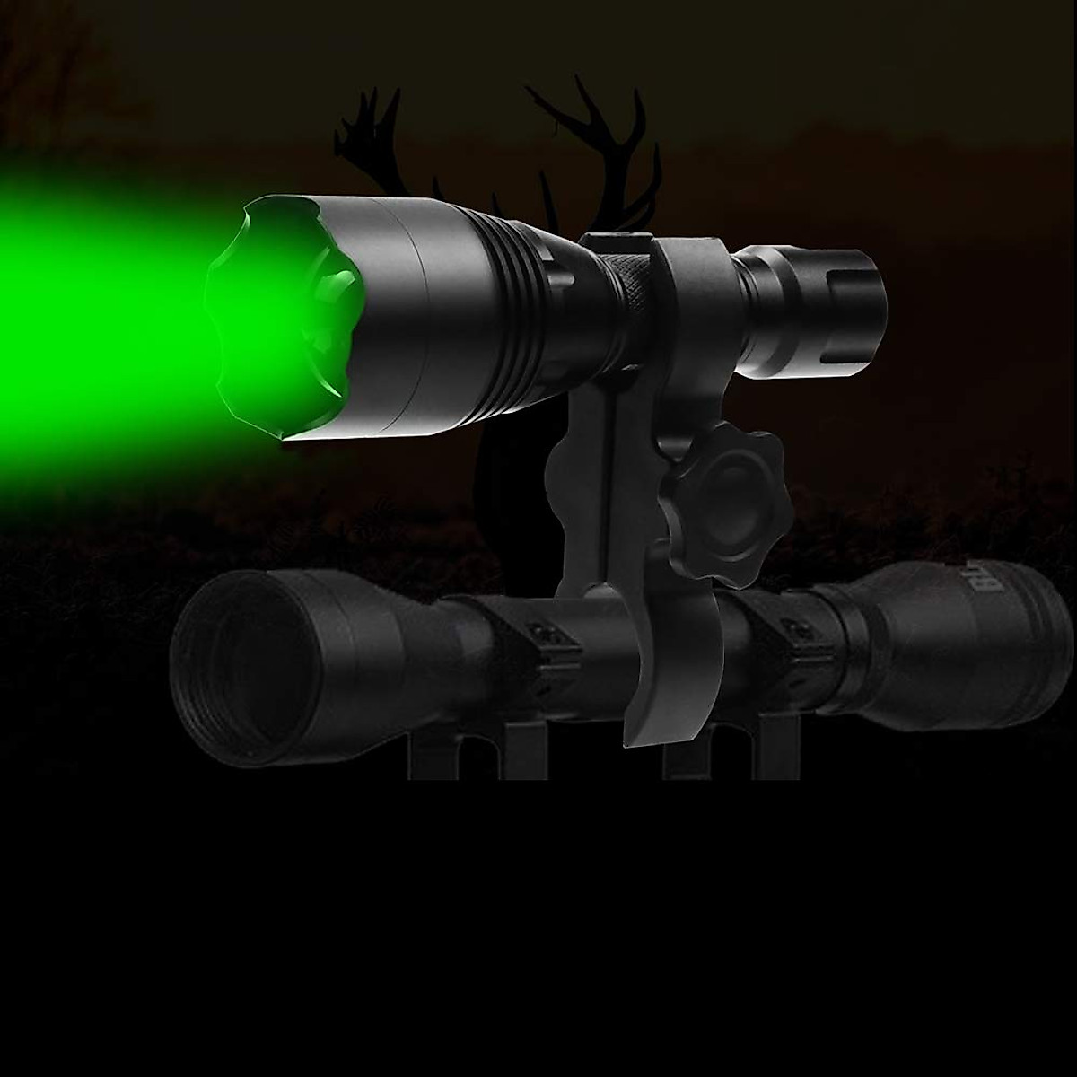 BIZOOM KL35 Hunting Flashlight Kit Zoomable Long Range Red Green LED Predator Light for Coyotes, Varmints