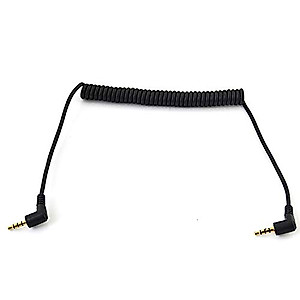 Coiled Stereo Audio Cable, Haokiang 90 Degree Right Angle 3.5mm Male to Male Jack 4 Pole TRRS Extension Aux Audio Coiled Spiral Cable(TRRS M/M)