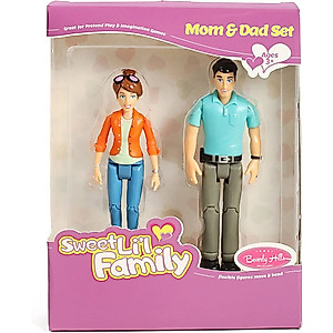 Beverly Hills Doll Collection TM Sweet Li'l Family Dollhouse People Set of 2 Action Figures Set Mom and Dad, Doll House Accessories for Toddlers