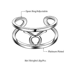 beautlace Taurus Adjustable Ring Constellation Astrology Silver Plated Opening Statement Horoscope Zodiac Ring for Women Men Jewelry Gift KR0002J-W