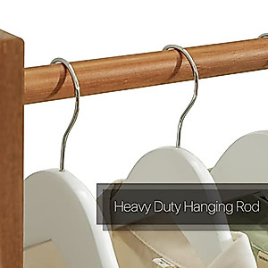 MoNiBloom Bamboo Garment Rack with Wheels Coat Rack Stand Clothes Rack with 2-Tier Storage Rack for Bedroom Living Room Entryway Home Office (Length 29.5", Brown)