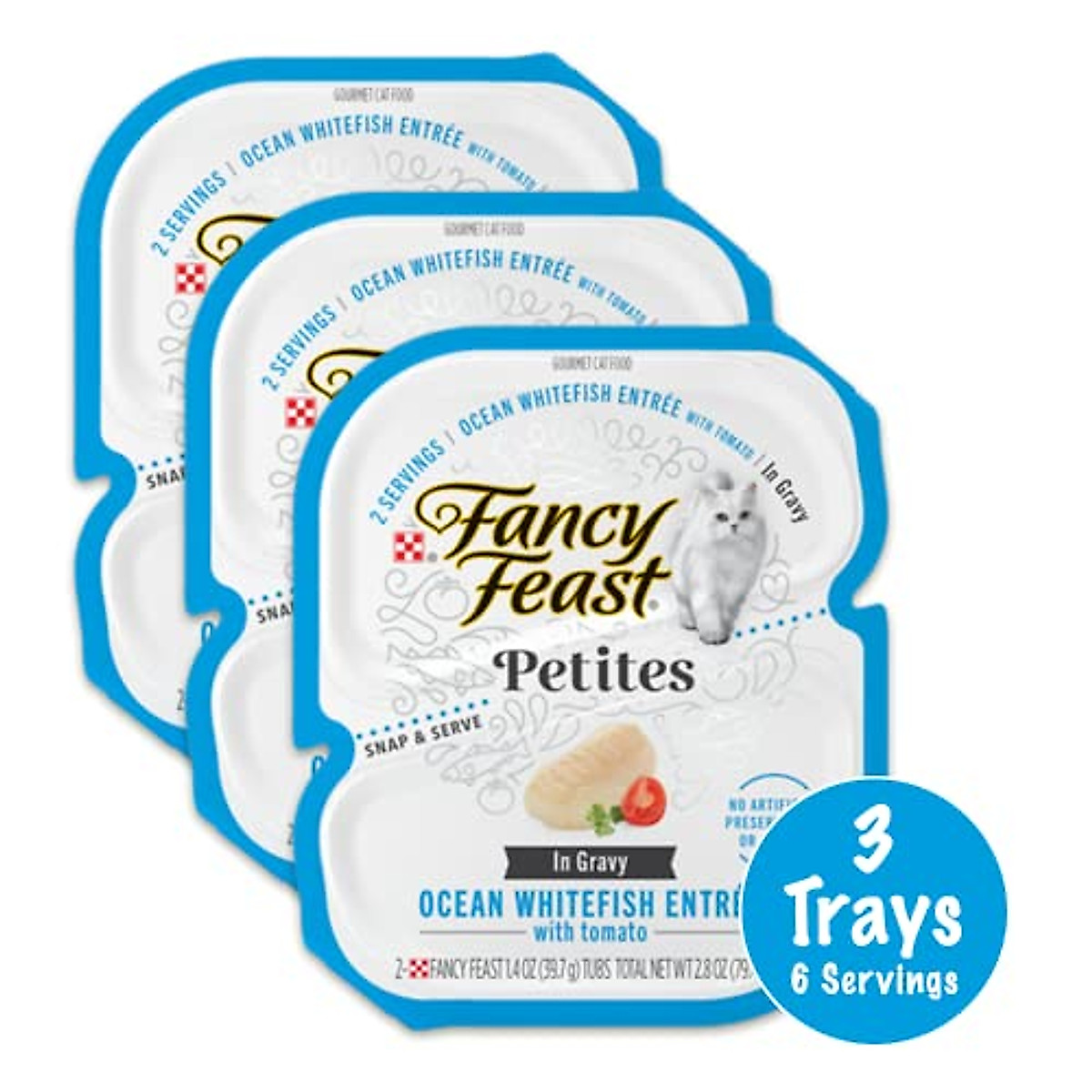 Fancy Feast Petites Wet Cat Food Variety 5 Flavor Pack (30 Servings) - Bundled with Writing Cat Pen (in Gravy)